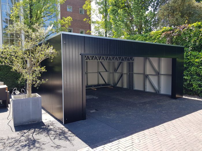 Plat dak garage of schuur | Finish Building nr. 1 in zelfbouwloodsen